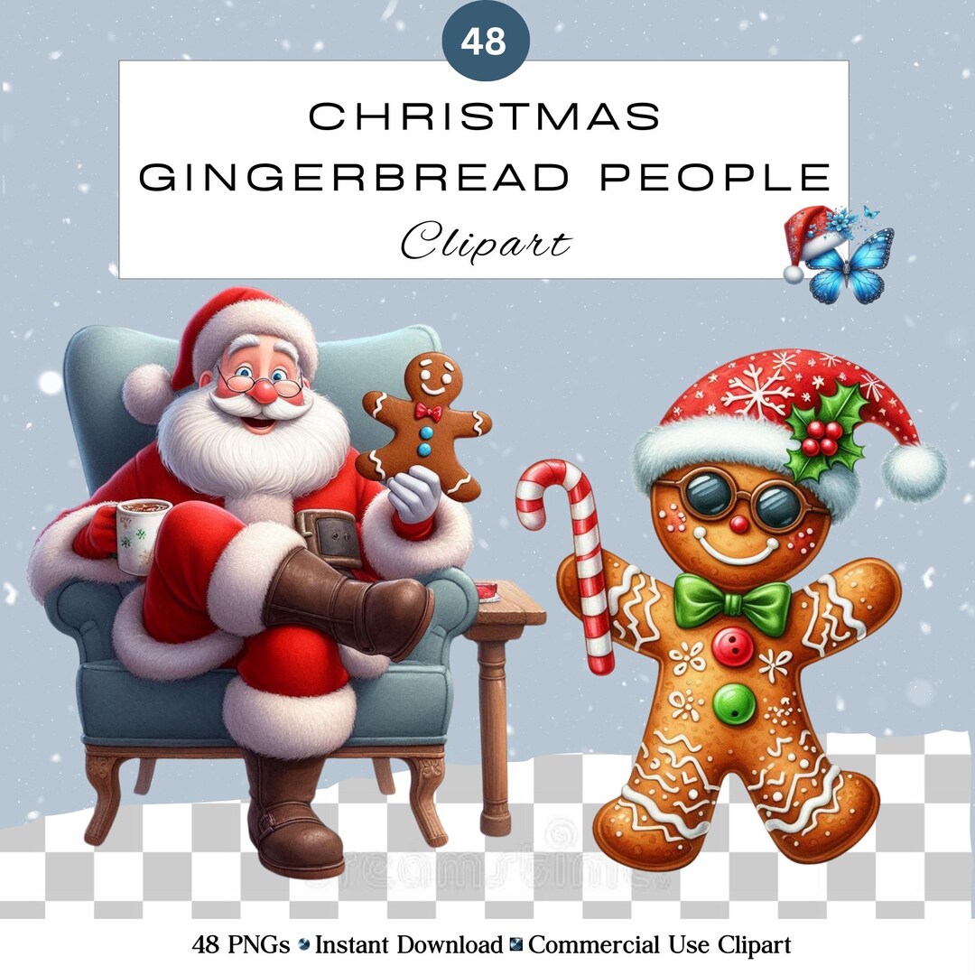 Cute Christmas Gingerbread People PNG Clipart | Festive Gingerbread Man ...