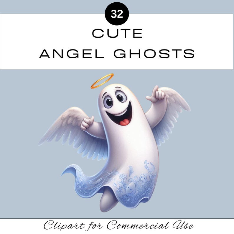 Cute Angel Ghost PNG Clipart | Kids Halloween Sublimation | Classroom ...