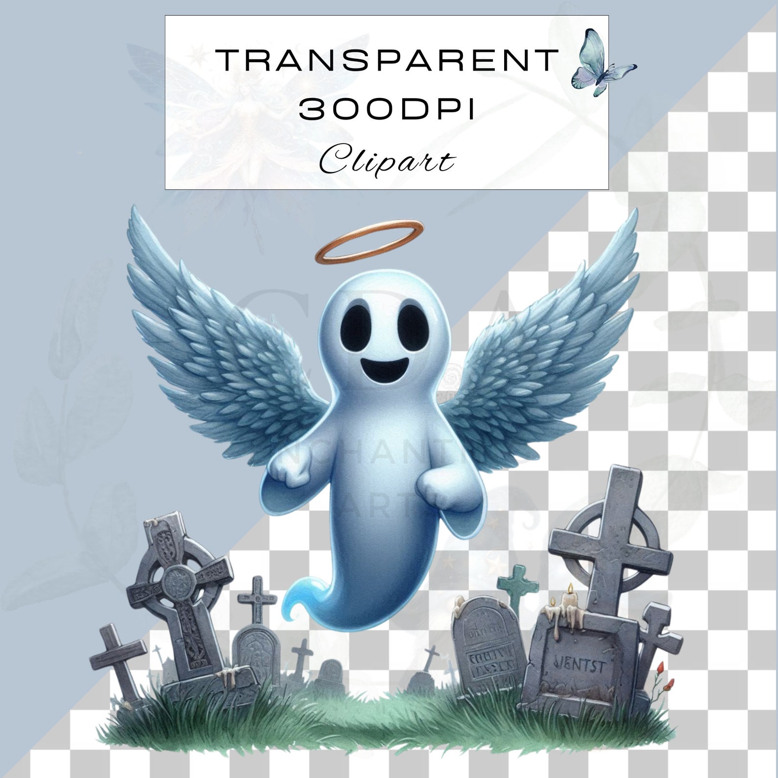 Cute Angel Ghost PNG Clipart | Kids Halloween Sublimation | Classroom ...