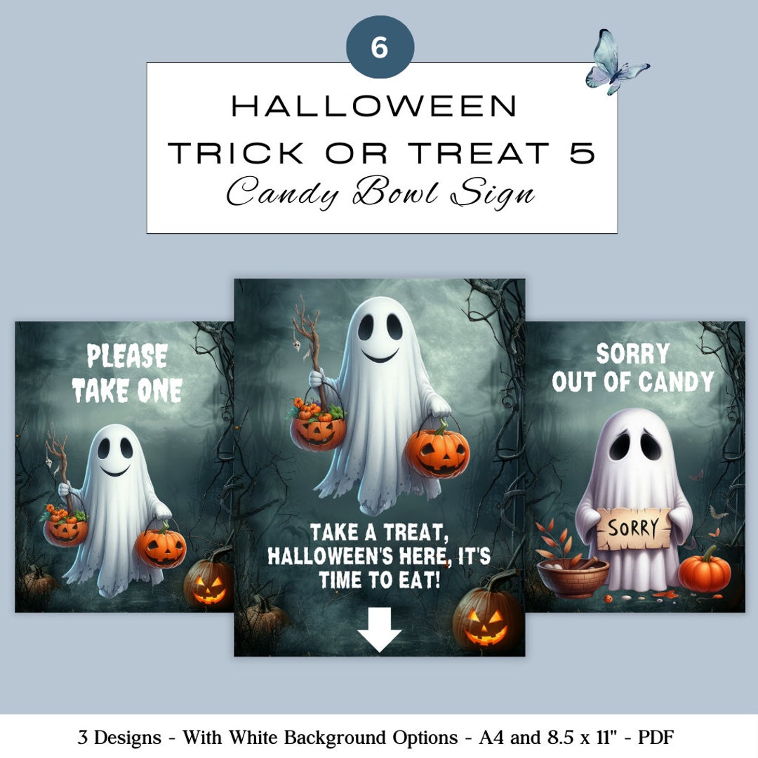 Halloween Ghost Trick or Treat Sign | A4 and 8.5 X 11 Inches PDF ...