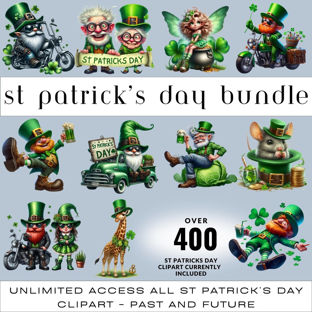 St Patricks Day Clipart Bundle | PNG Watercolour Cute Quirky Funny ...