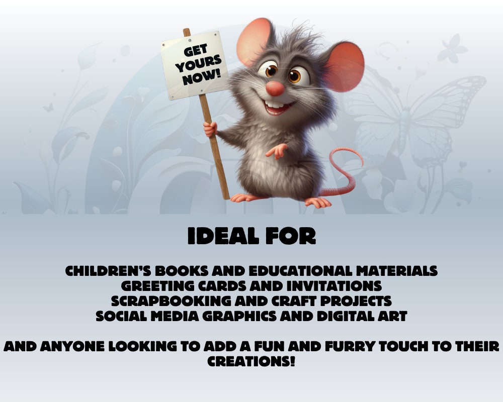 Funny Mouse Clipart Bundle Cute Animal Graphics for Creators Cute Mouse ...