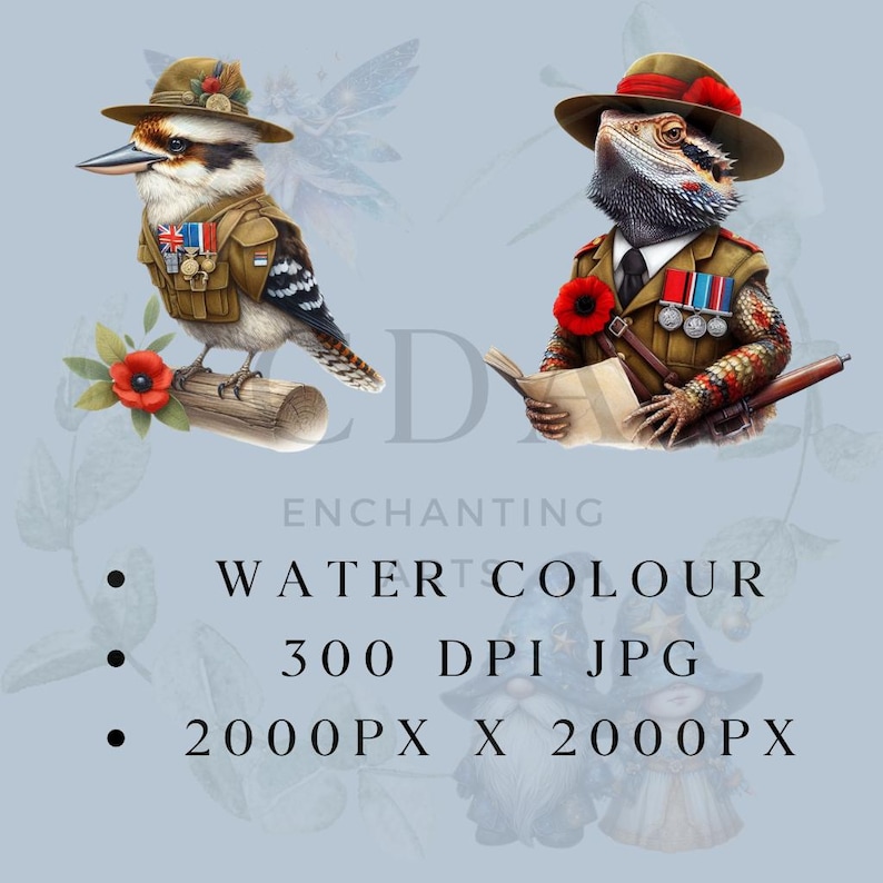 Anzac Australian Animals PNG Clipart Set | Cute Watercolour Aussie ...
