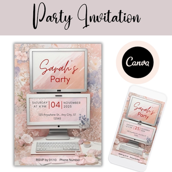 Computer Invitation - Etsy