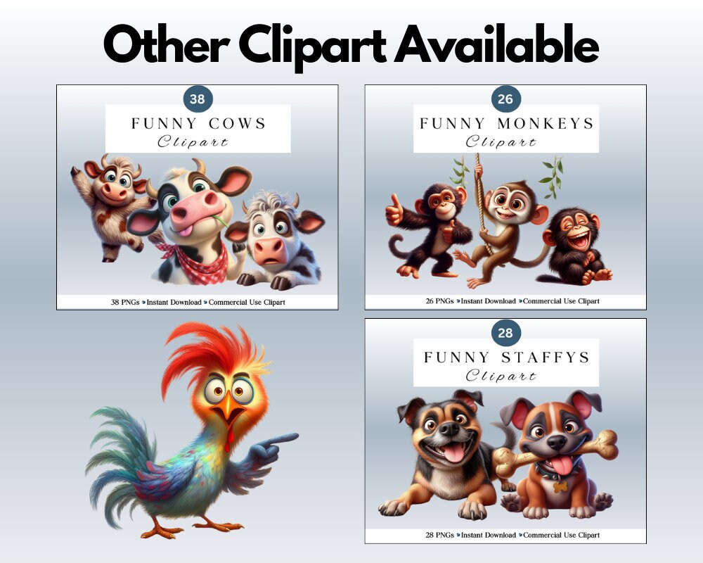 Funny Chicken Clipart Set Cute Chook Pngs Chicken Sublimations for ...