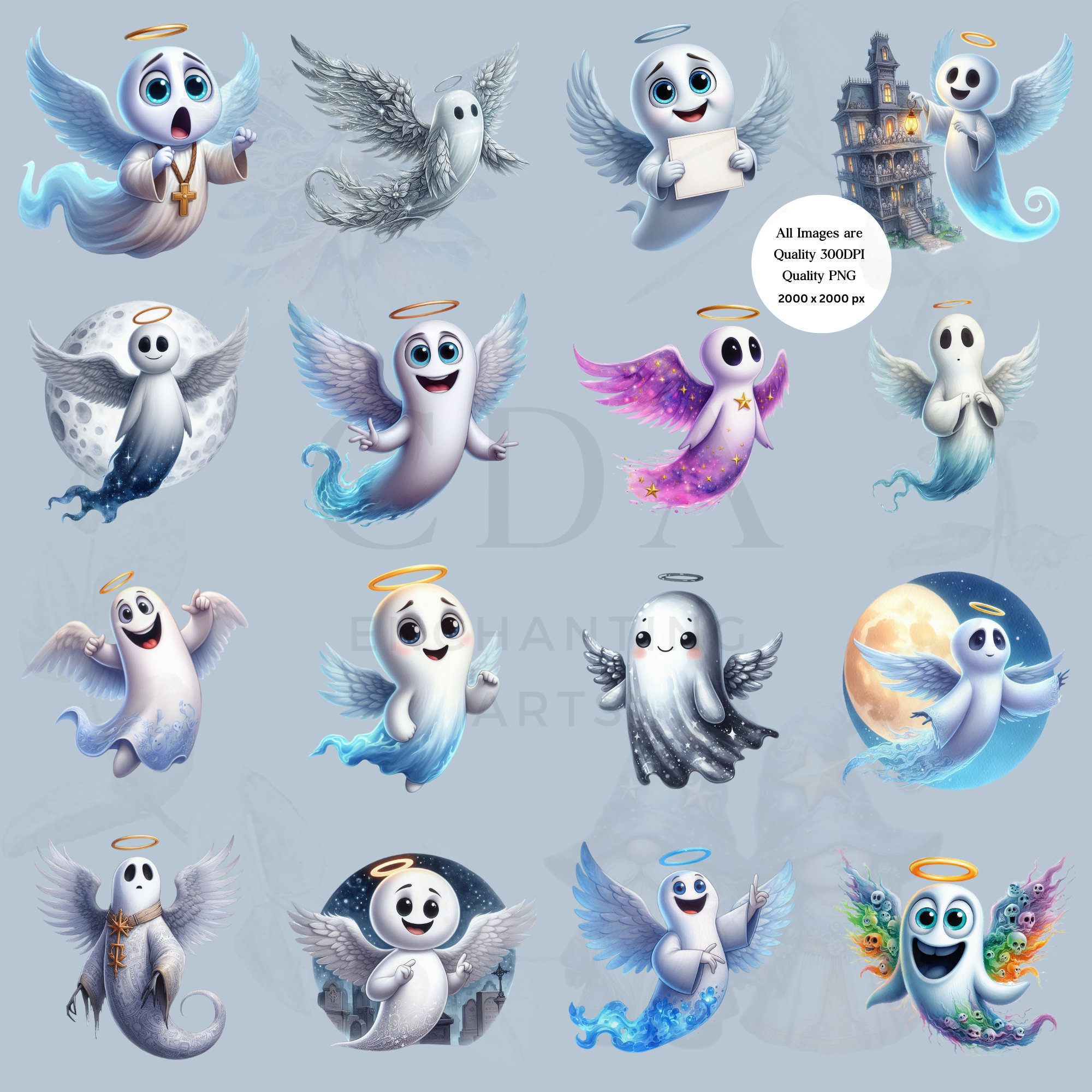Cute Angel Ghost PNG Clipart | Kids Halloween Clipart | Classroom ...