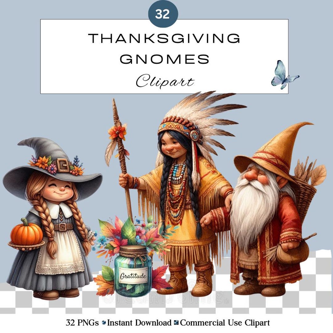 Thanksgiving Gnome PNG Clipart | Whimsical Gnome | Watercolor PNG ...
