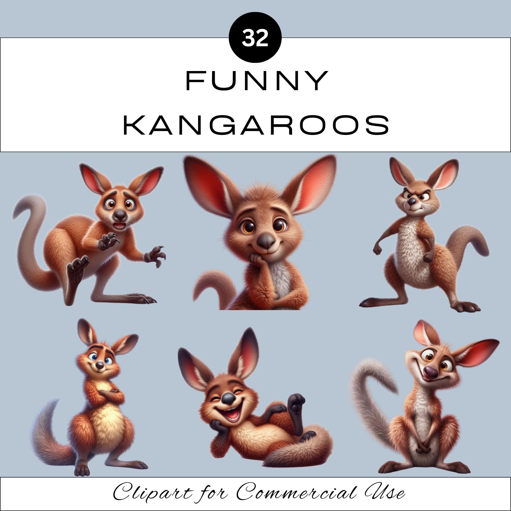 Funny Kangaroo Clipart PNG Bundle | Australian Animal Mammal ...