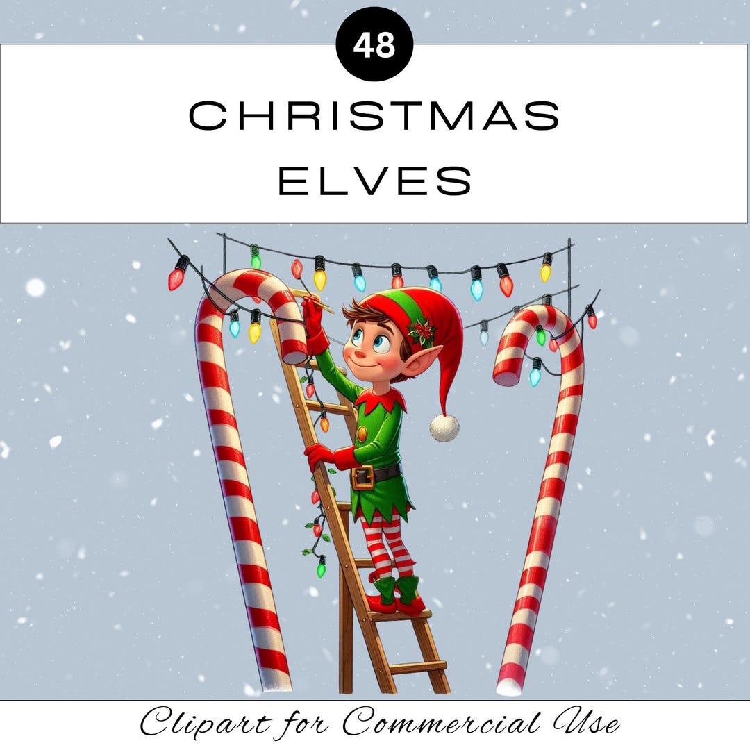 Cartoon Christmas Elves Clipart PNG Set | Holiday Watercolour Elf ...