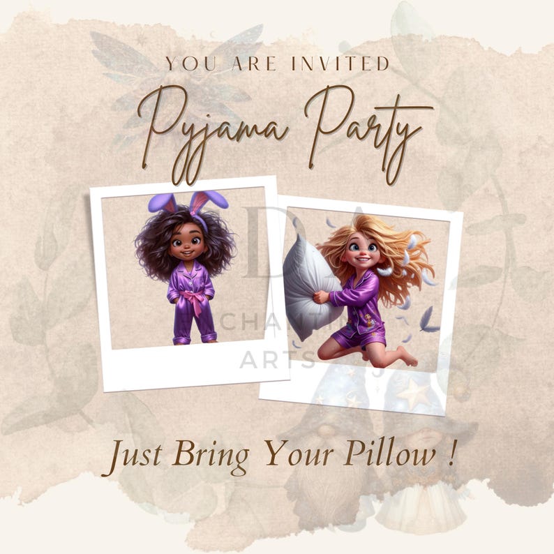 Girl in Pyjamas Clipart PNG Set | Watercolour Cute Quirky Funny | Junk ...