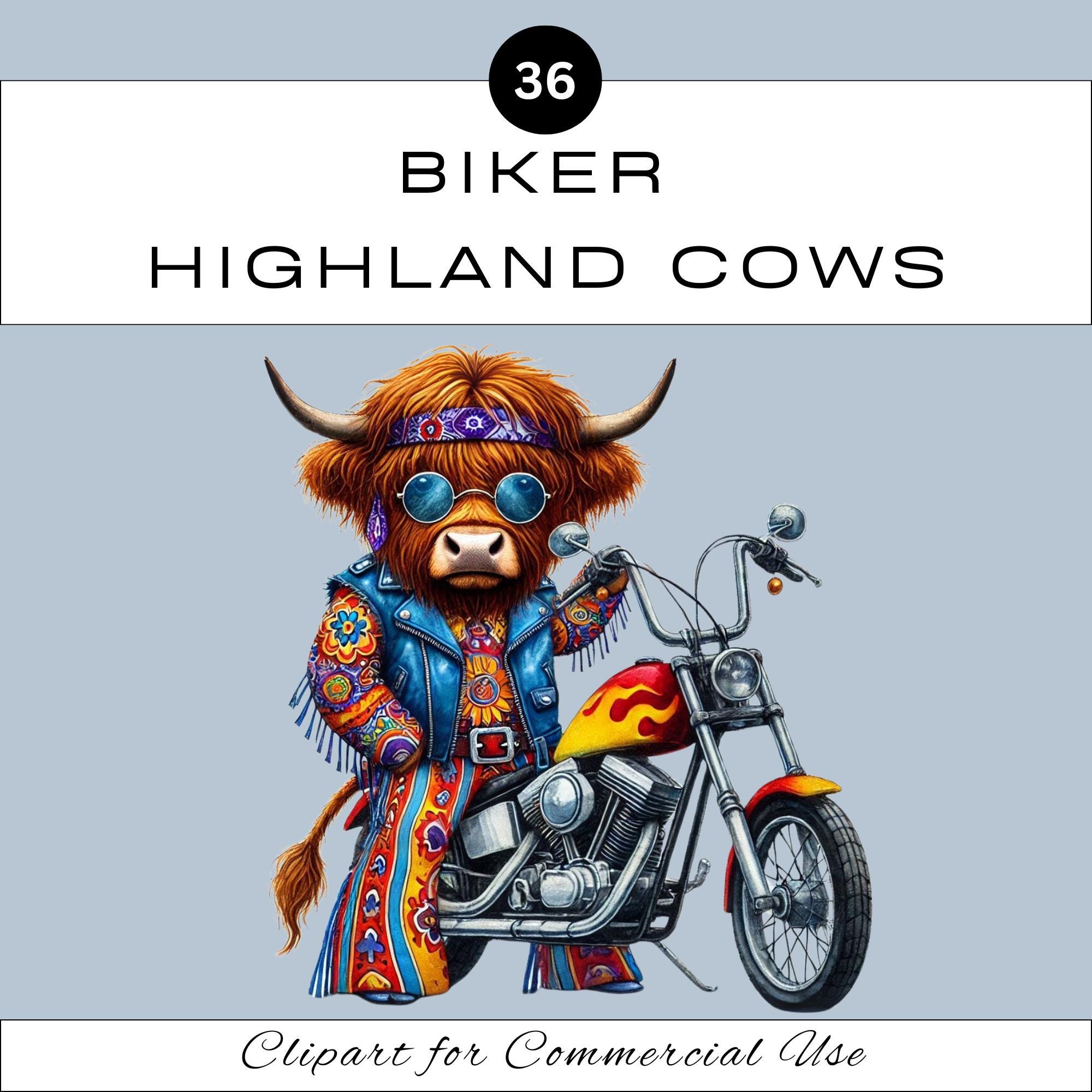 Funny Biker Highland Cow PNG Bundle | Cute Quirky Motorcycle Calf ...