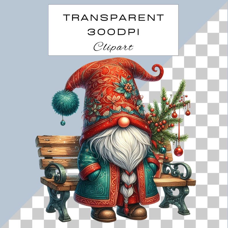 Cute Christmas Gnome Clipart PNG Set | Holiday Watercolour Festive ...