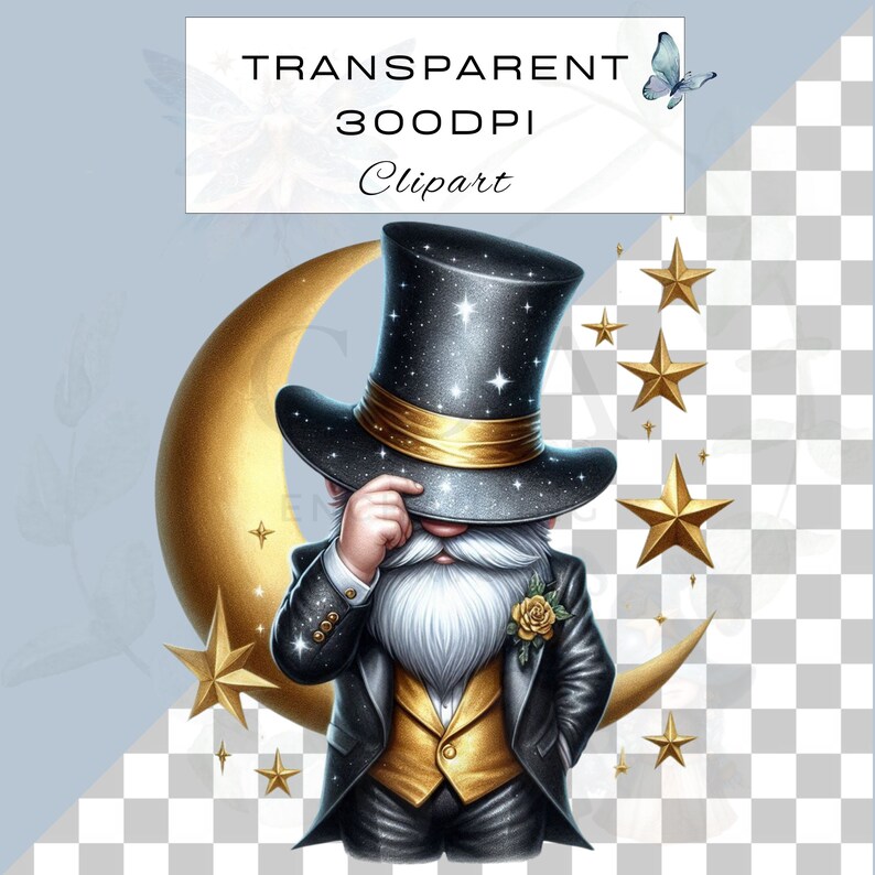 Cute New Years Eve Gnome Clipart PNG Bundle | Watercolourparty Gnomes ...