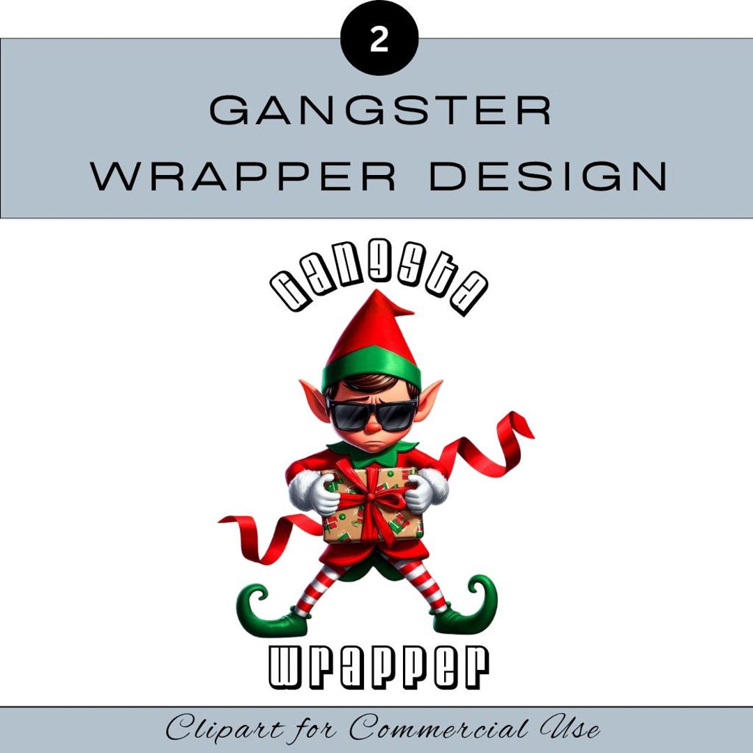 Gangsta Wrapper Elf PNG – Watercolor Christmas Shirt Design – Digital ...