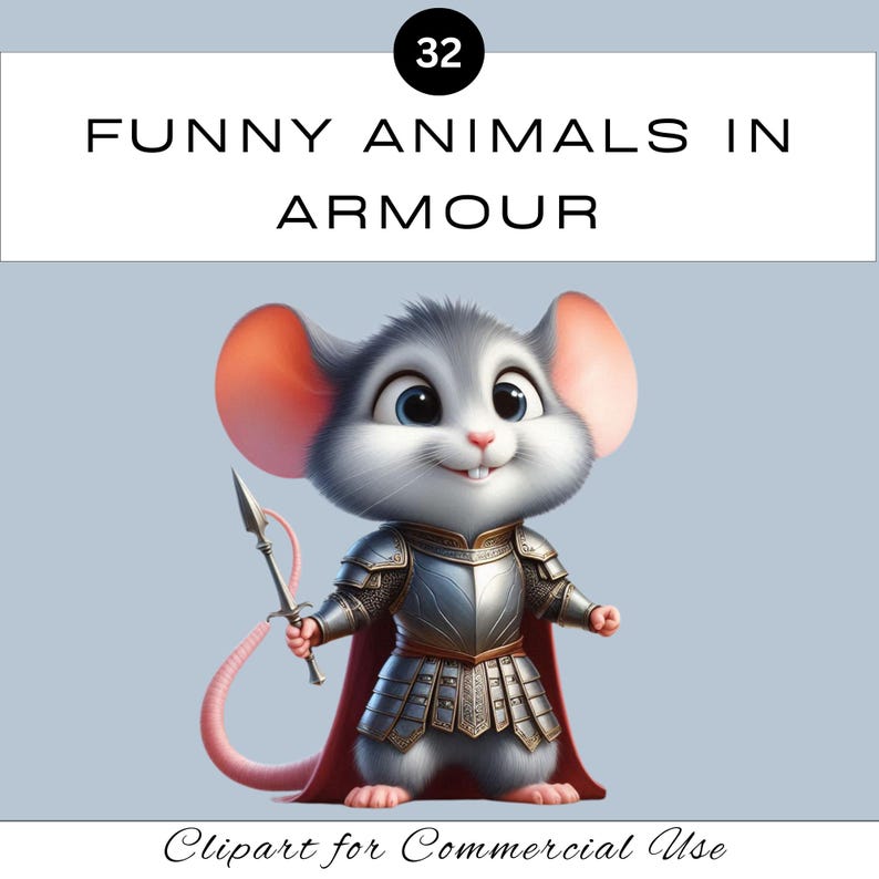 Funny Animals in Armour PNG Clipart Bundle | Dnd or RPG Sublimation ...