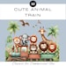 Cute Animal Train Clipart PNG | Watercolour Invitation Nursery | Junk ...