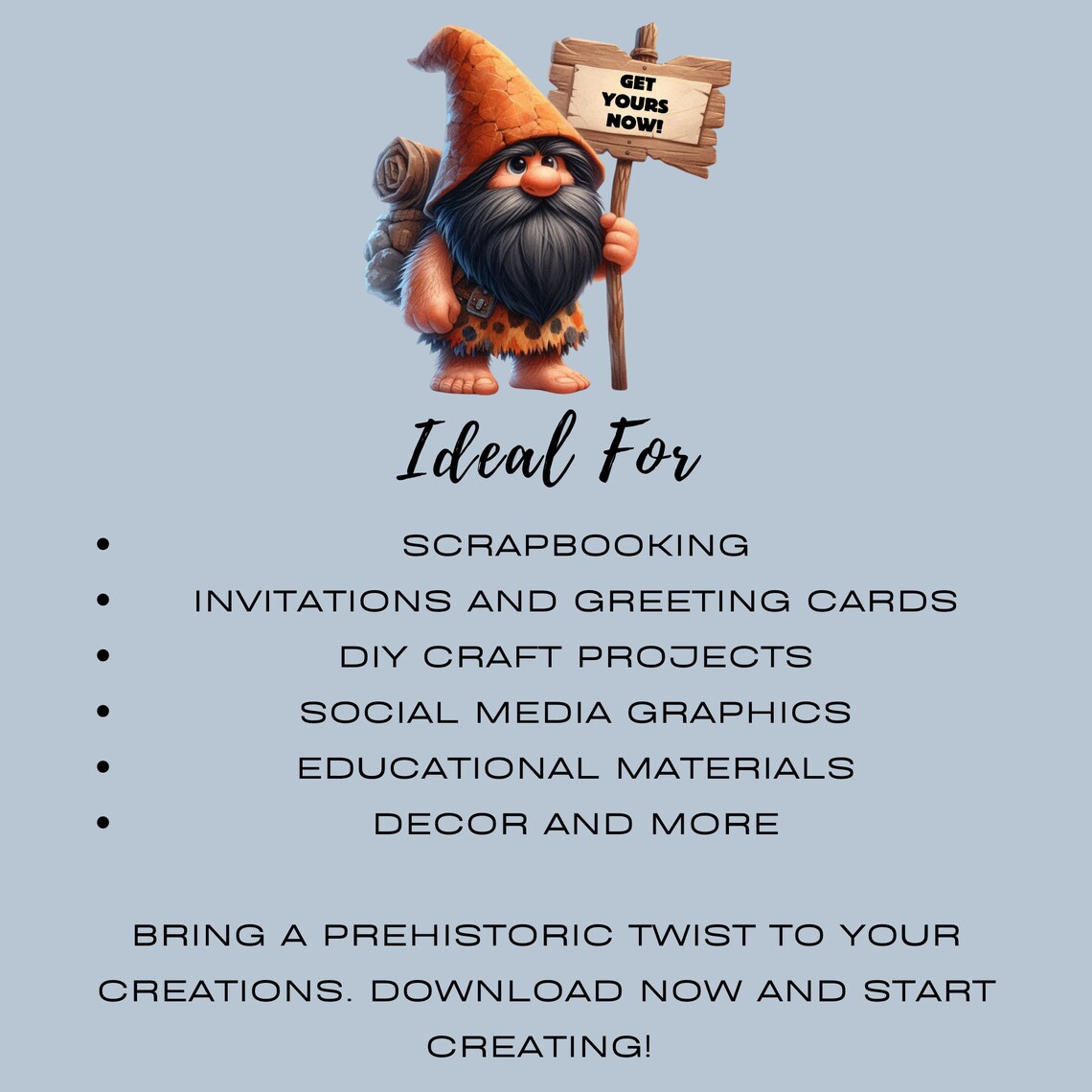 Cute Caveman Clipart PNG Set | Watercolour Jurassic Jungle Gnomes ...