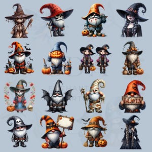Cute Halloween Gnome Clipart 2 | Whimsical Gnome | Quirky Watercolor ...