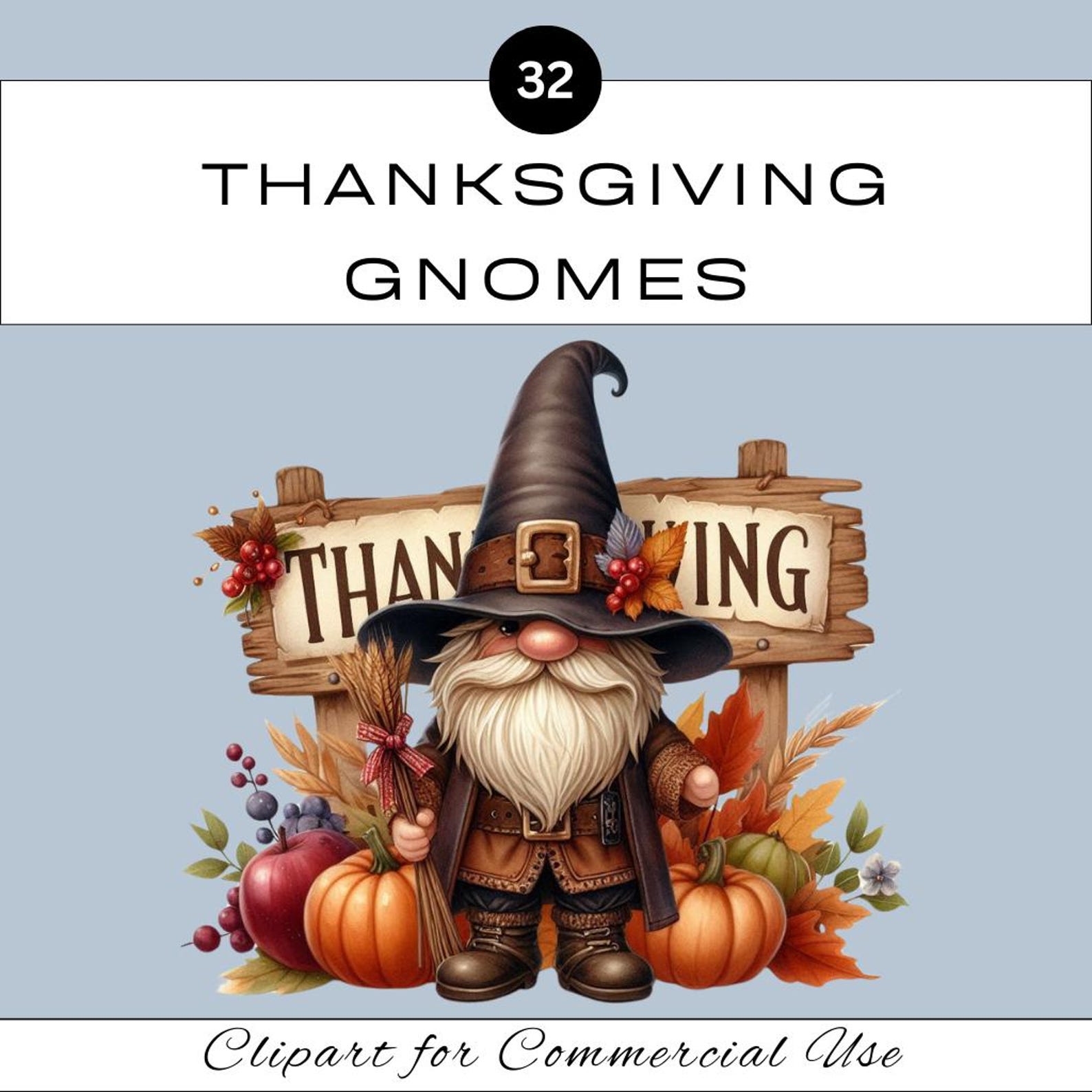 Thanksgiving Gnome PNG Clipart | Whimsical Gnome | Watercolor PNG ...
