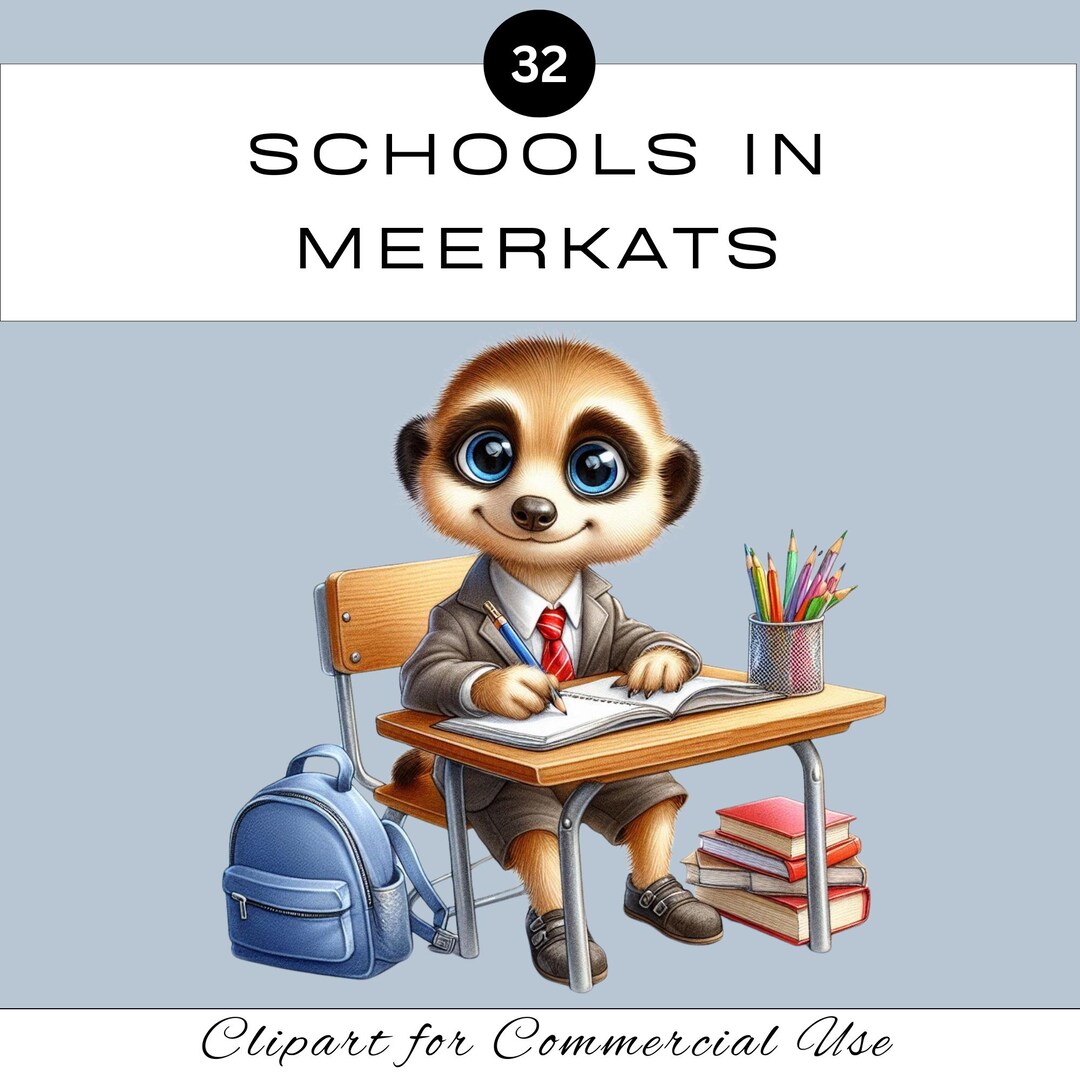 Funny School Meerkat PNG Clipart Bundle | Student Classroom Teacher ...