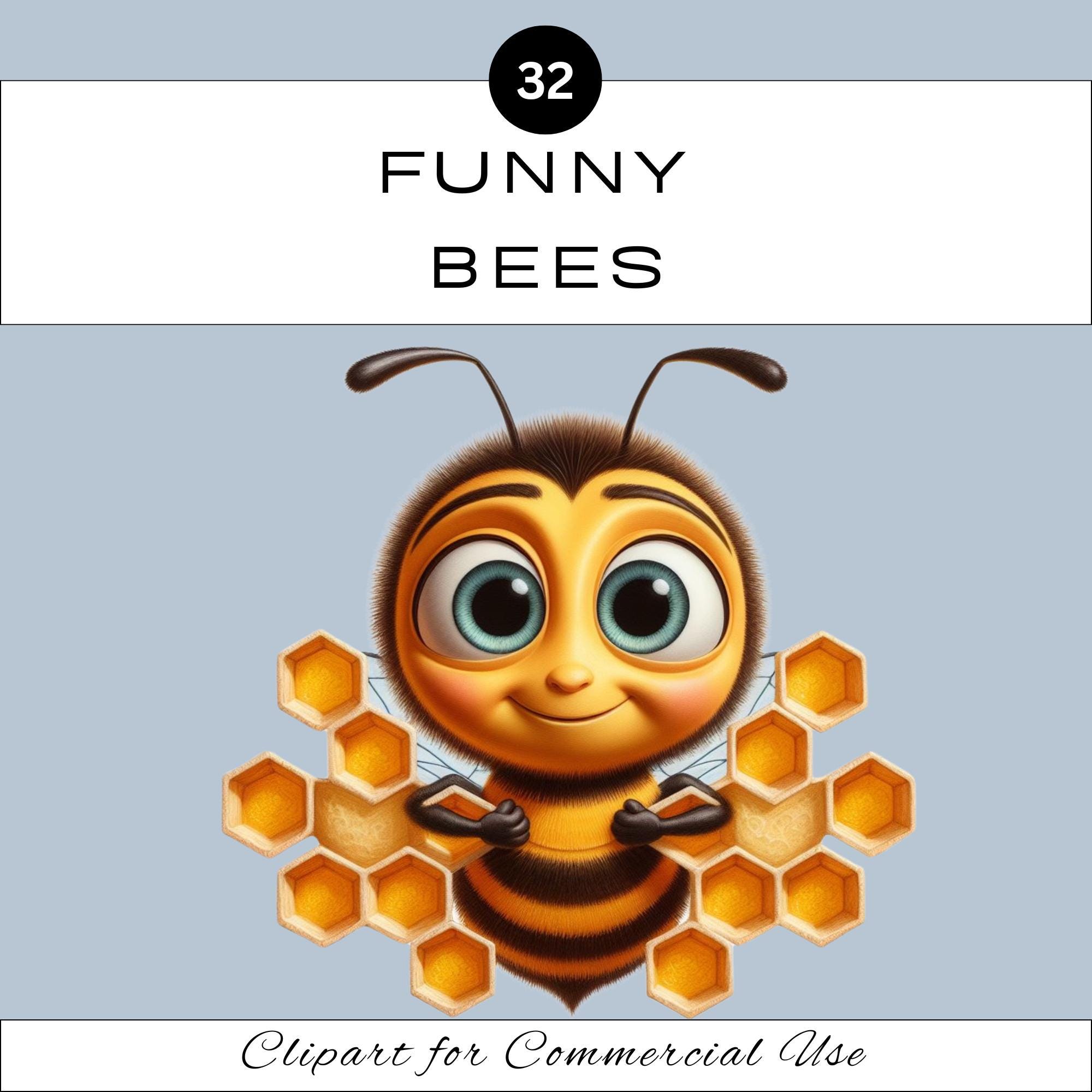 Funny Bee PNG Clipart Bundle | Cute Quirky Animal Honey Bee | Junk ...