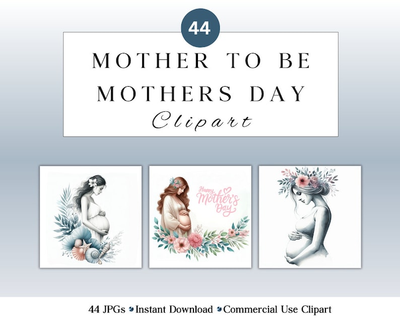 Mother to Be Mothers Day Clipart JPG Watercolour Minimalist Mum Mom ...