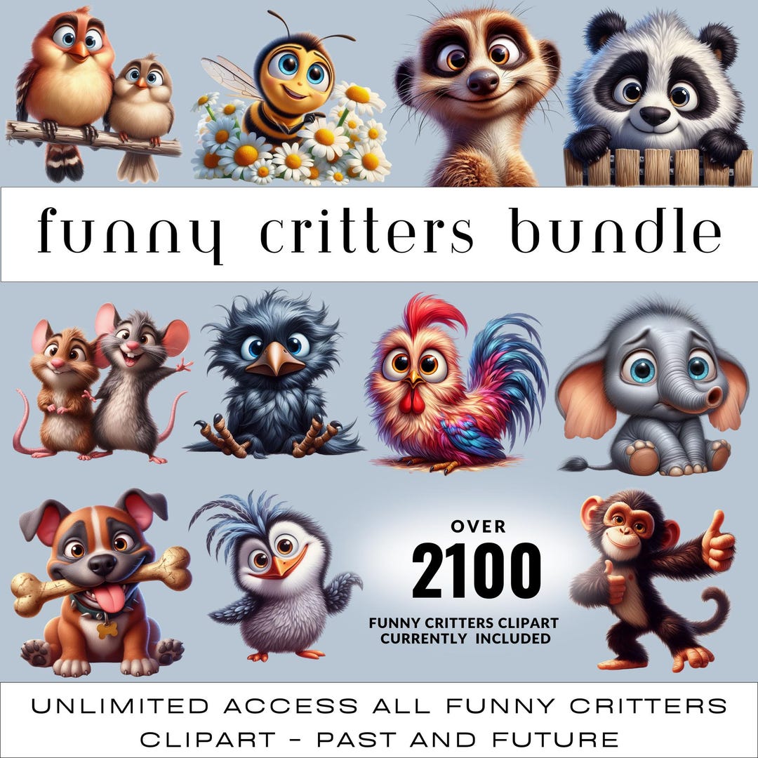 Funny Animal PNG Clipart Bundle | Classroom | Lifetime Commercial Use ...