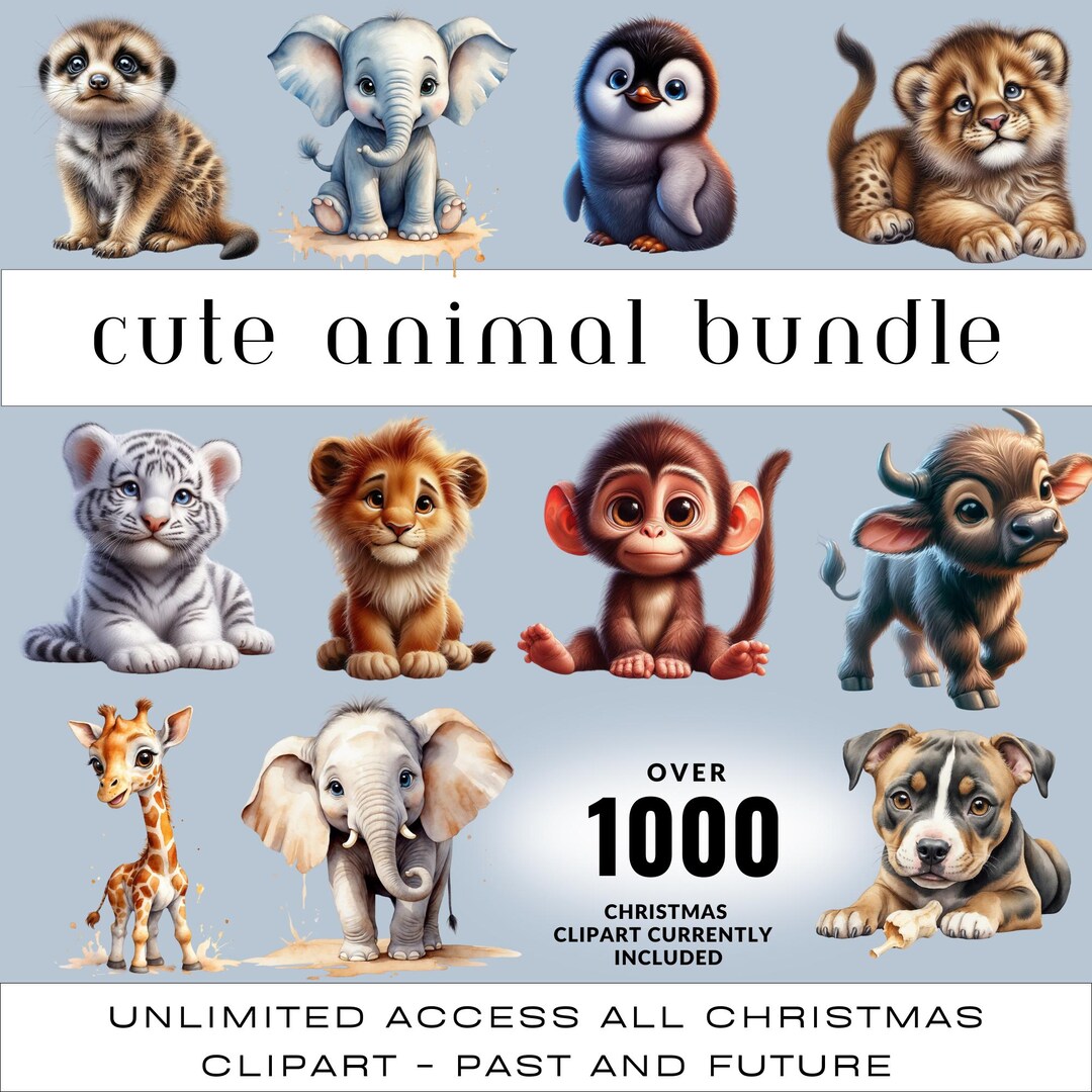 All Access Pass Cute Animal Clipart PNG Bundle | Lifetime Commercial ...
