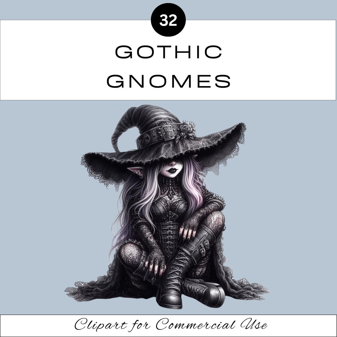 Gothic Gnome PNG Clipart Bundle | Watercolor Halloween Sublimation ...