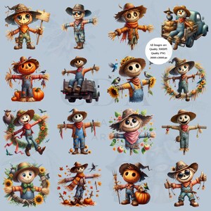 Cute Scarecrows PNG Clipart | Autumn Fall | Watercolour Scarecrow PNG ...