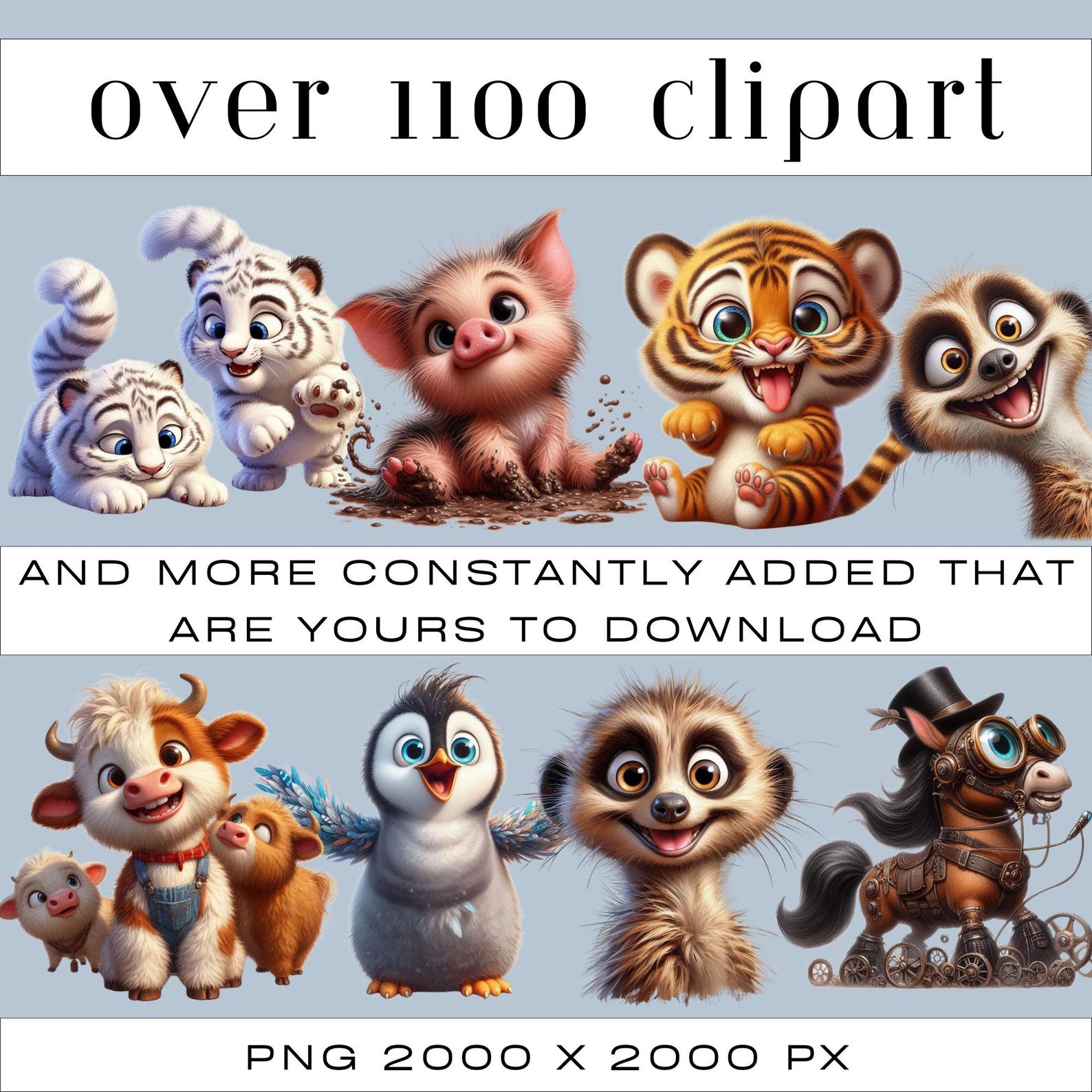 Funny Animal Clipart Bundle Cute Animal PNG Lifetime Commercial Use ...