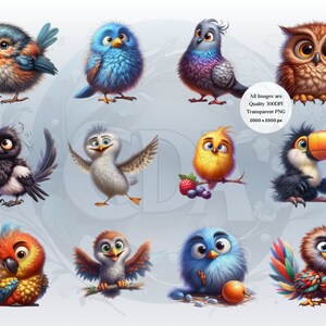 Funny Bird Clipart Bundle | Whimsical Cute Bird Pngs for DIY Projects ...