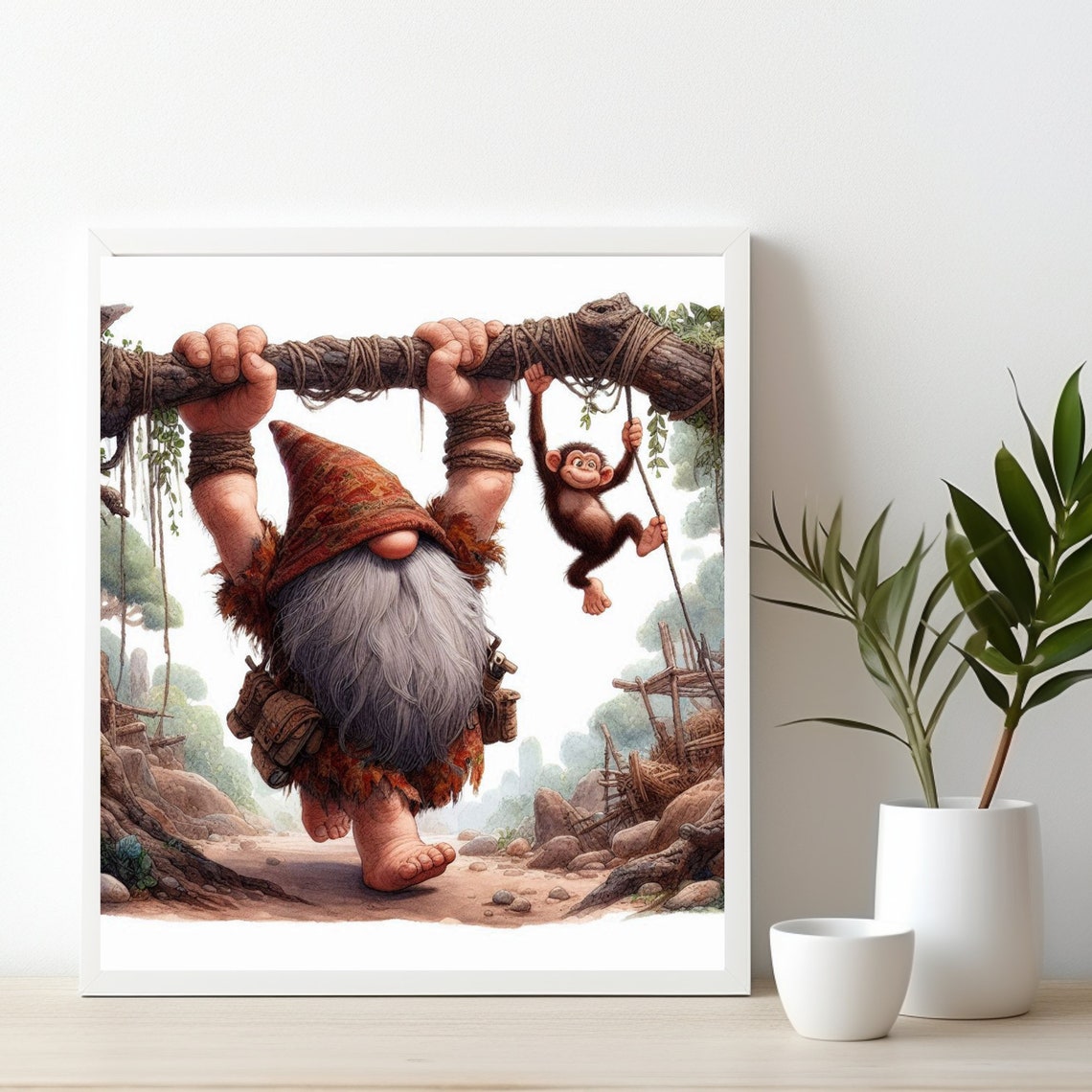 Cute Caveman Clipart PNG Set | Watercolour Jurassic Jungle Gnomes ...