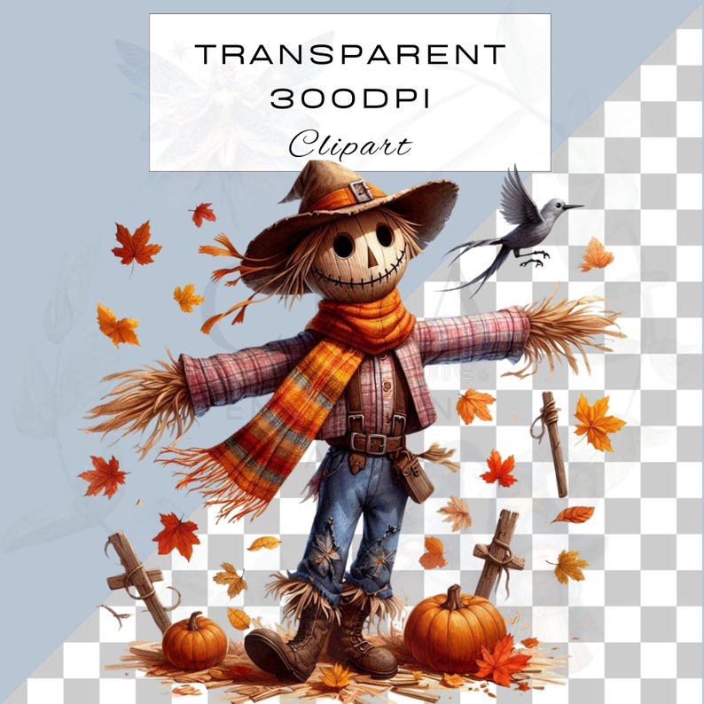 Cute Scarecrows PNG Clipart | Autumn Fall | Watercolour Scarecrow PNG ...