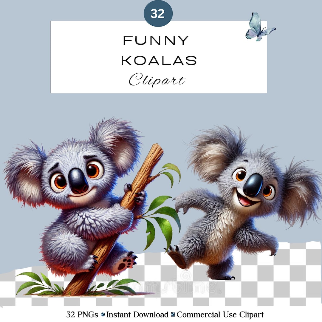 Funny Koala Clipart PNG Bundle | Cute Quirky Koalas | Junk Journal ...