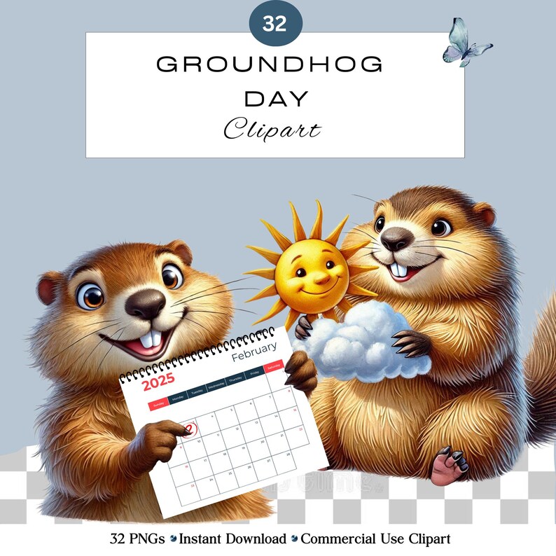 Groundhog Day Clipart PNG Bundle | Classroom Teacher | Quirky Funny ...