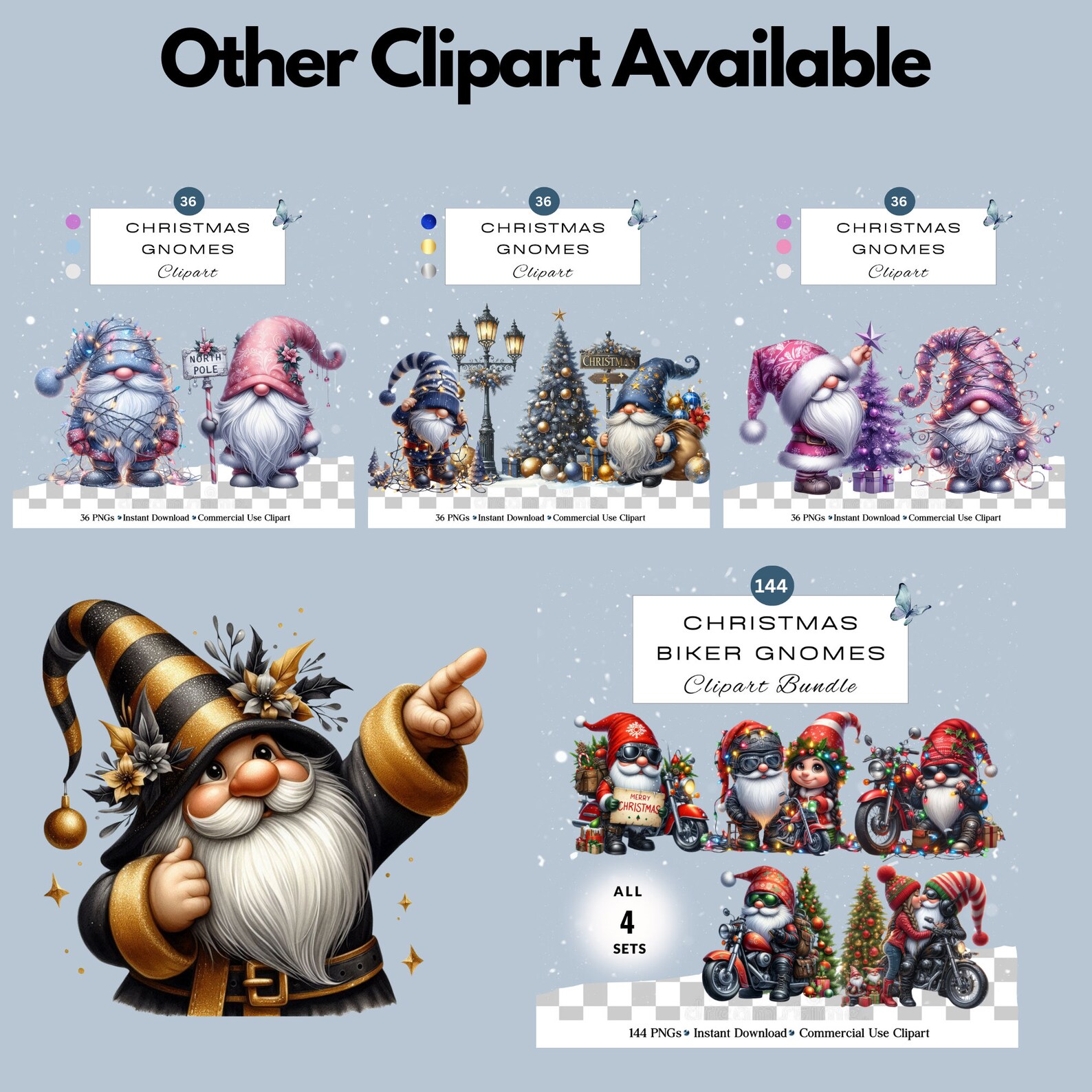 Cute New Years Eve Gnome Clipart PNG Bundle Watercolourparty Gnomes ...