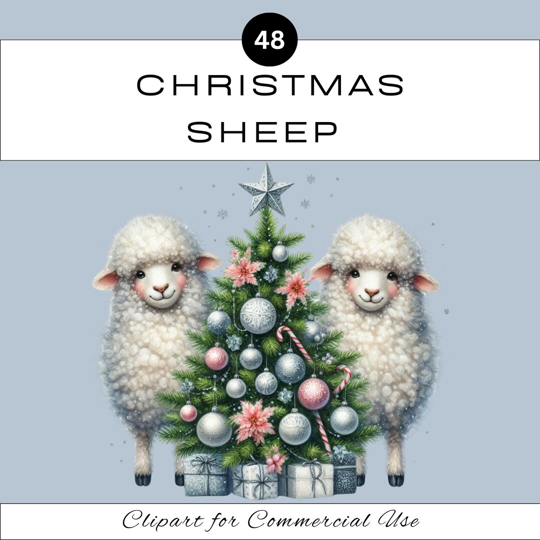 Cute Christmas Sheep PNG Clipart | Watercolor Festive Whimsical Funny ...