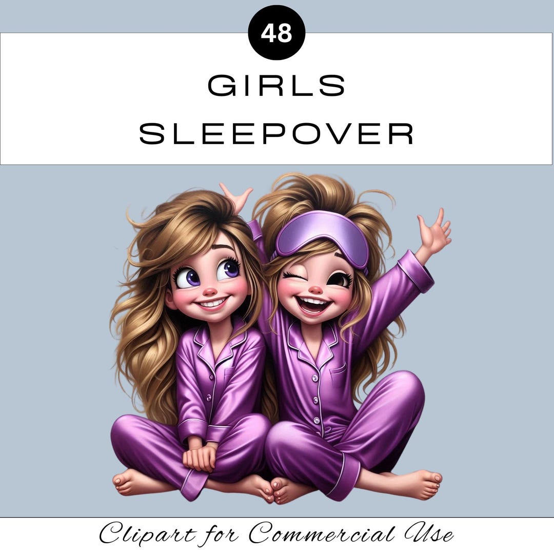 Girls Sleepover Clipart PNG Set | Watercolour Cute Quirky Funny | Junk ...
