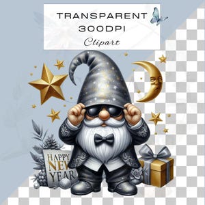 Cute New Years Eve Gnome Clipart PNG Set 2 | Watercolour Party Gnomes ...