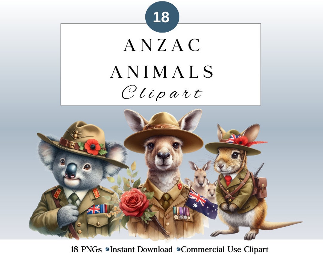 Anzac Australian Animals PNG Cute Watercolour Clipart Planner Junk ...