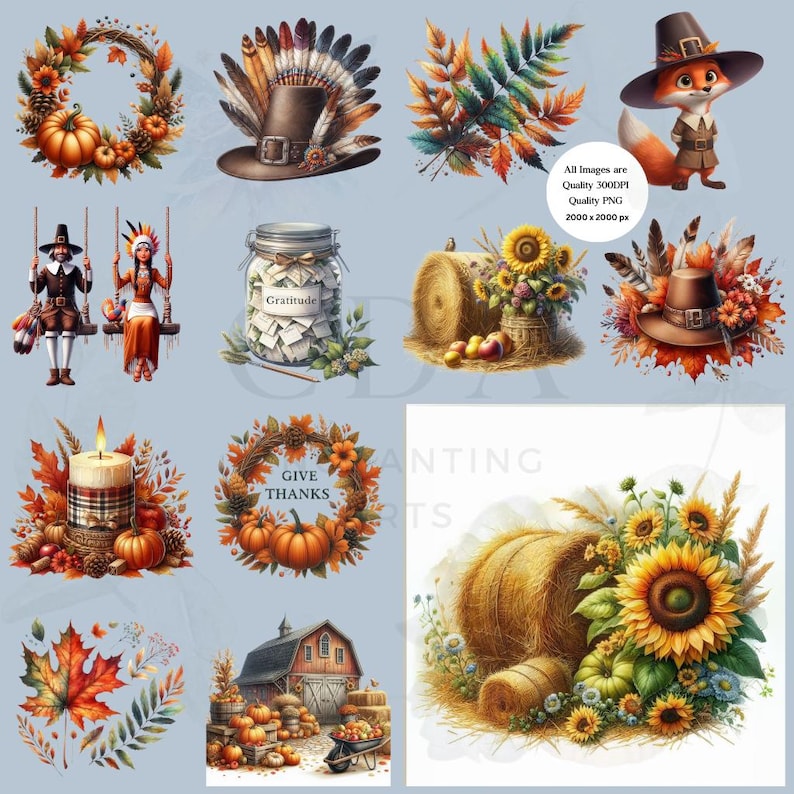 Thanksgiving PNG Clipart | Watercolor Pilgrim Native American Autumn ...