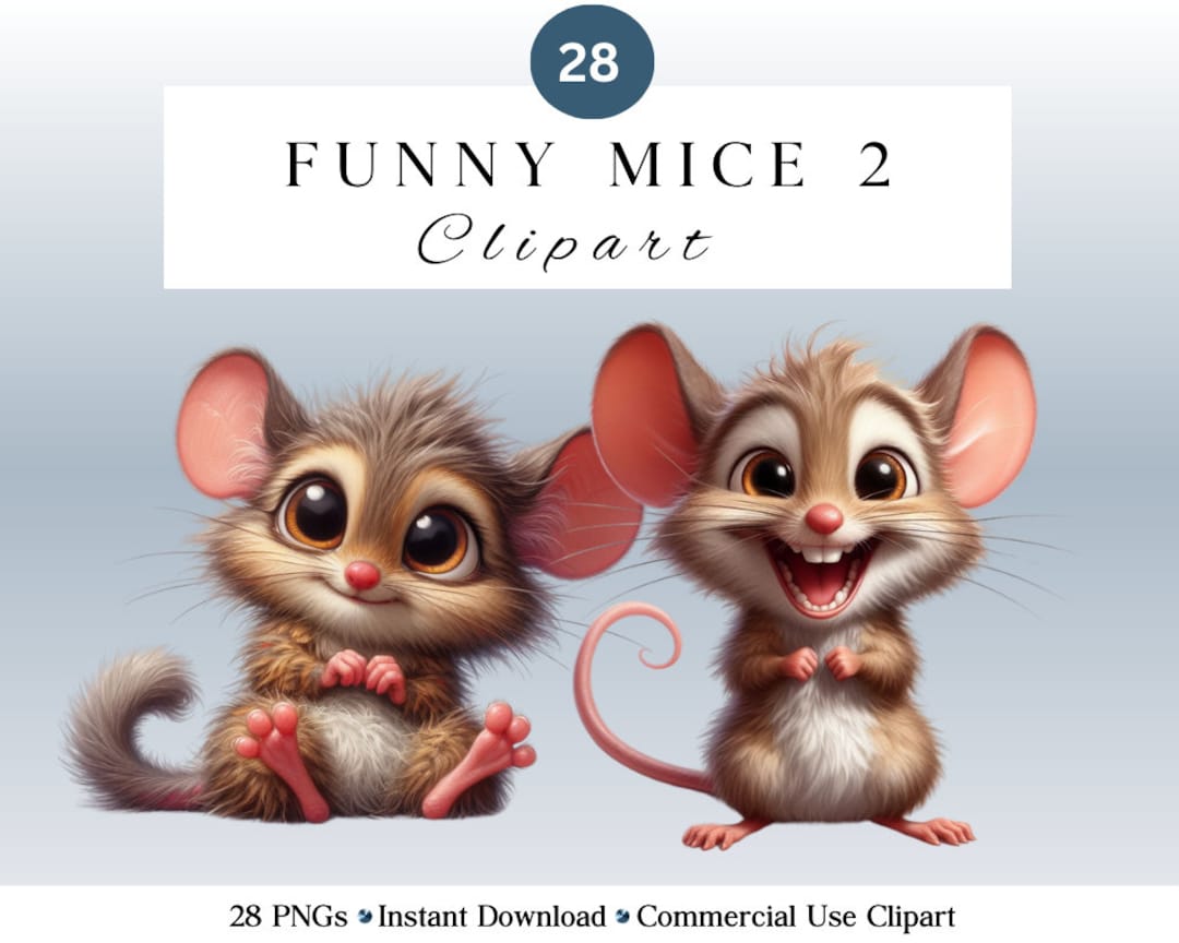 Funny Mouse Clipart Bundle 2 | Cute Animal Graphics for Creators | Cute ...