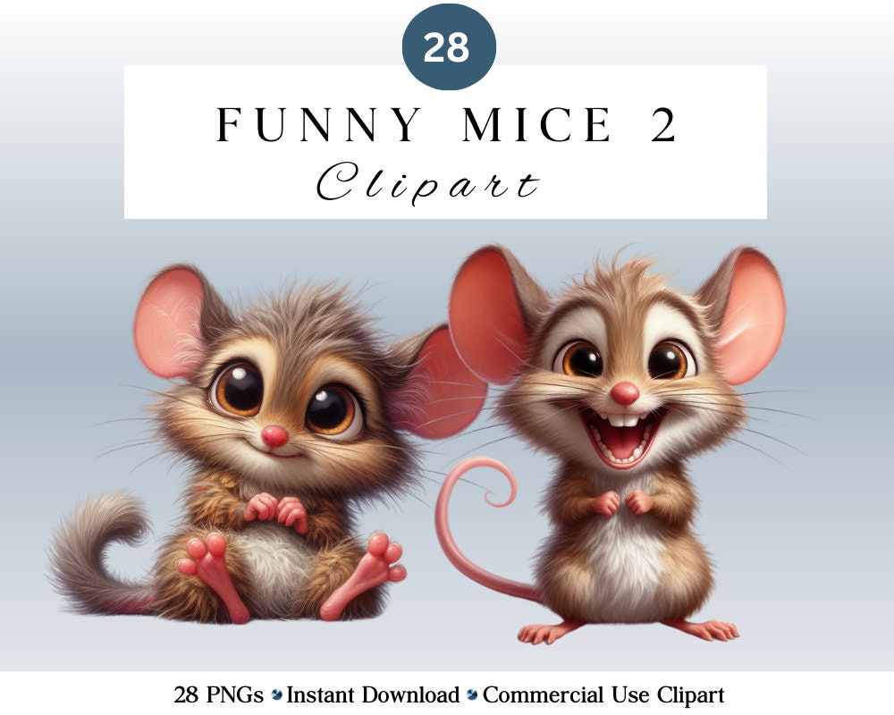 Funny Mouse Clipart Bundle 2 | Cute Animal Graphics for Creators | Cute ...