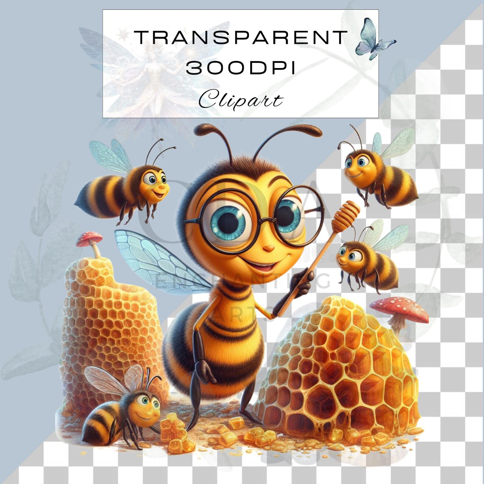 Funny Bee PNG Clipart Bundle | Cute Quirky Animal Honey Bee | Junk ...
