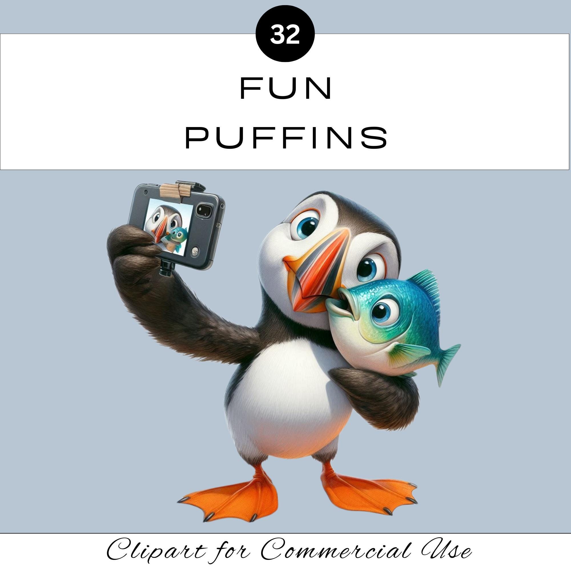 Fun Puffin Clipart PNG Bundle | Classroom Teacher | Quirky Cute Bird ...