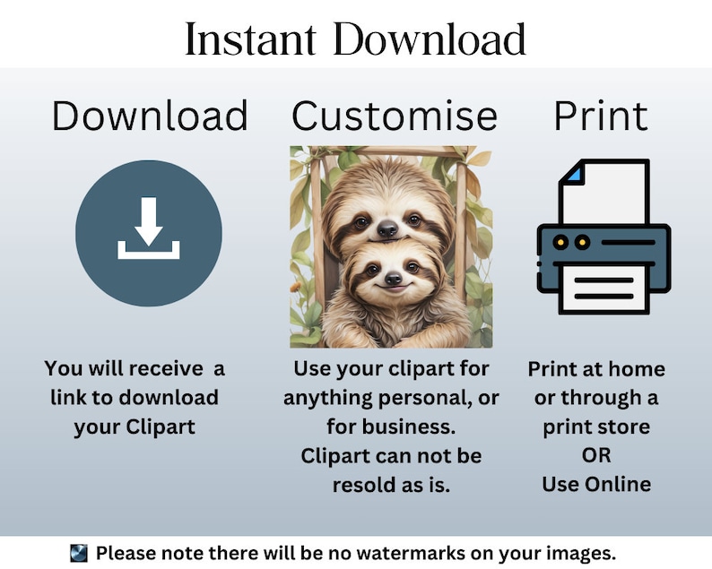Cute Sloth PNG Clipart Bundle 26 Transparent PNG Files Commercial Use ...