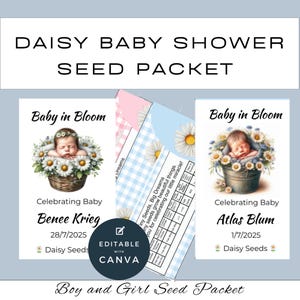 Daisy Baby Shower Seed Packet | Cute DIY Watercolor Boy and Girl ...