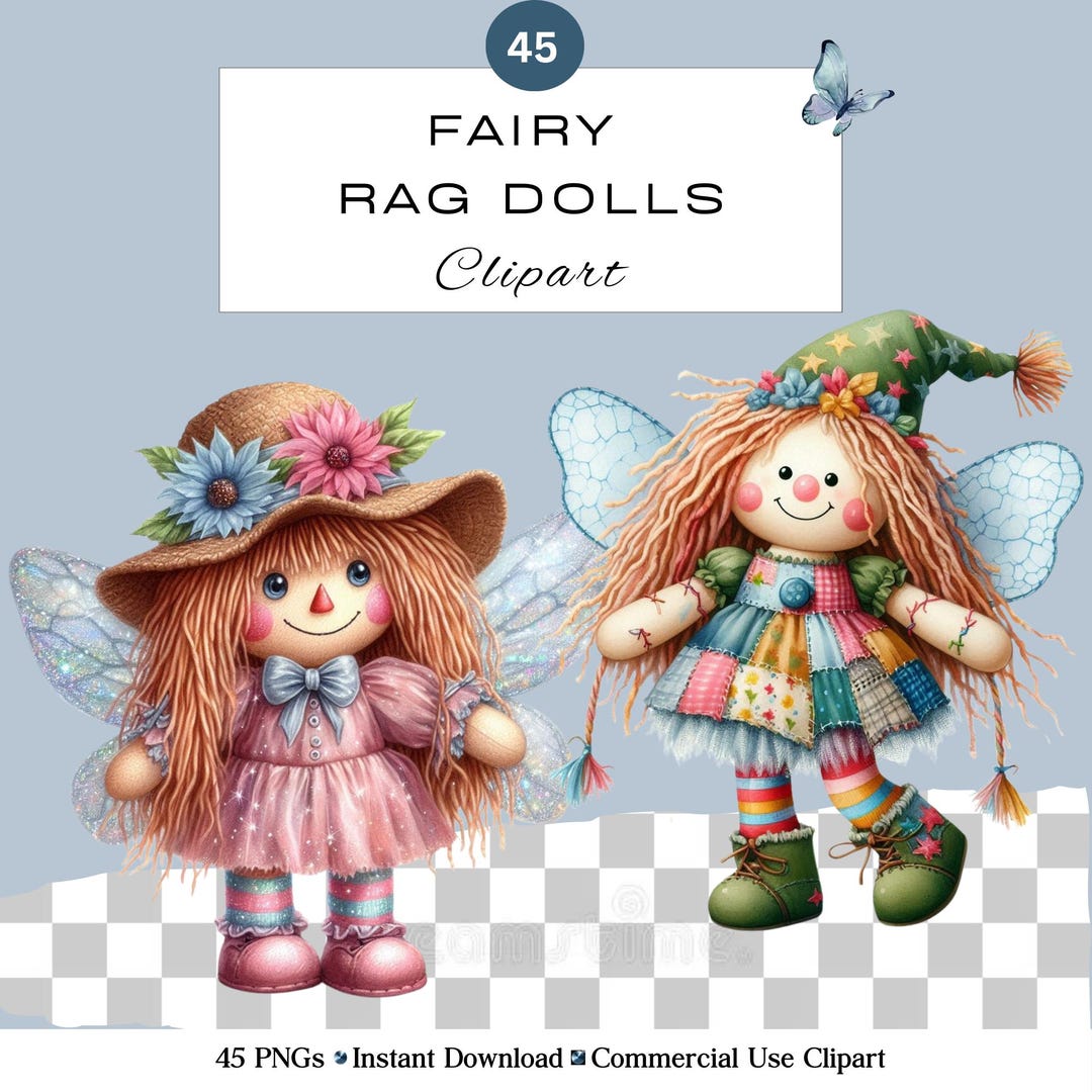 Cute Fairy Rag Doll PNG Clipart | Plush Toy Fairies | Watercolor PNG ...