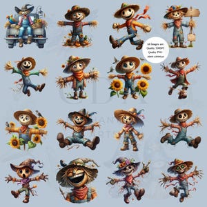 Cute Scarecrows PNG Clipart | Autumn Fall | Watercolour Scarecrow PNG ...